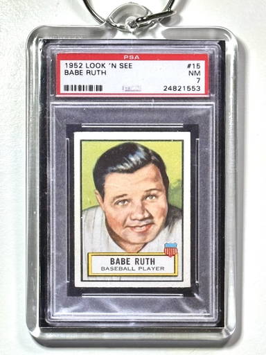 Limited Edition 1952 Look N See Babe Ruth Mini Baseball Card In A Keychain