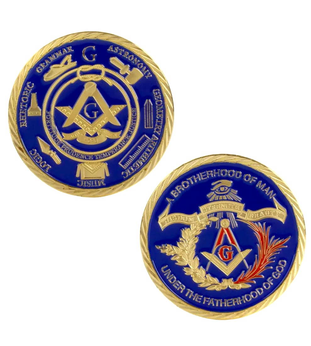 1oz Gold Clad Enameled Freemason Brotherhood Coin Auction