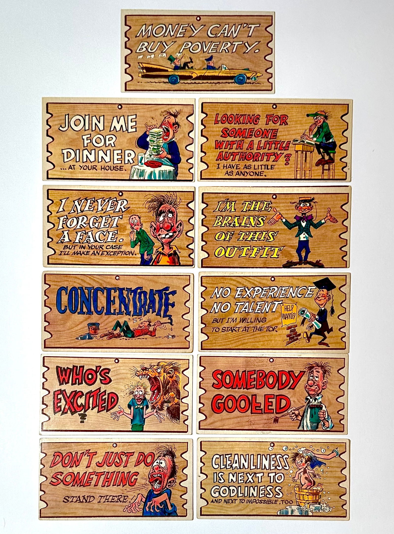 Lot Of 11 Rare 1959 Wacky Plak Funny Postcard Trading Cards