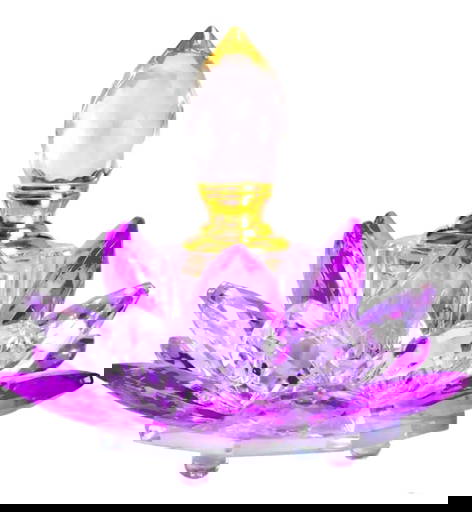 Stunning Purple Cut To Clear Crystal Lotus Flower Perfume Bottle