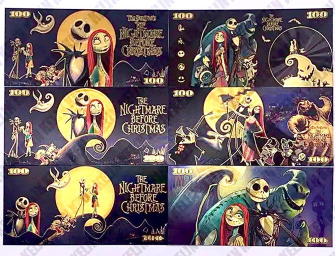 Rare Lot Of 6 The Nightmare Before Christmas Collectible Banknote Style ...
