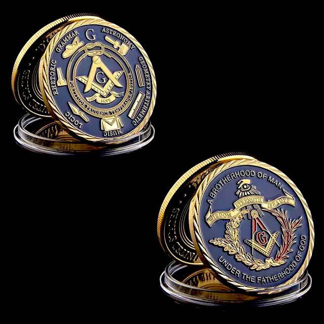 1oz Gold Clad Enameled Freemason Brotherhood Coin Auction