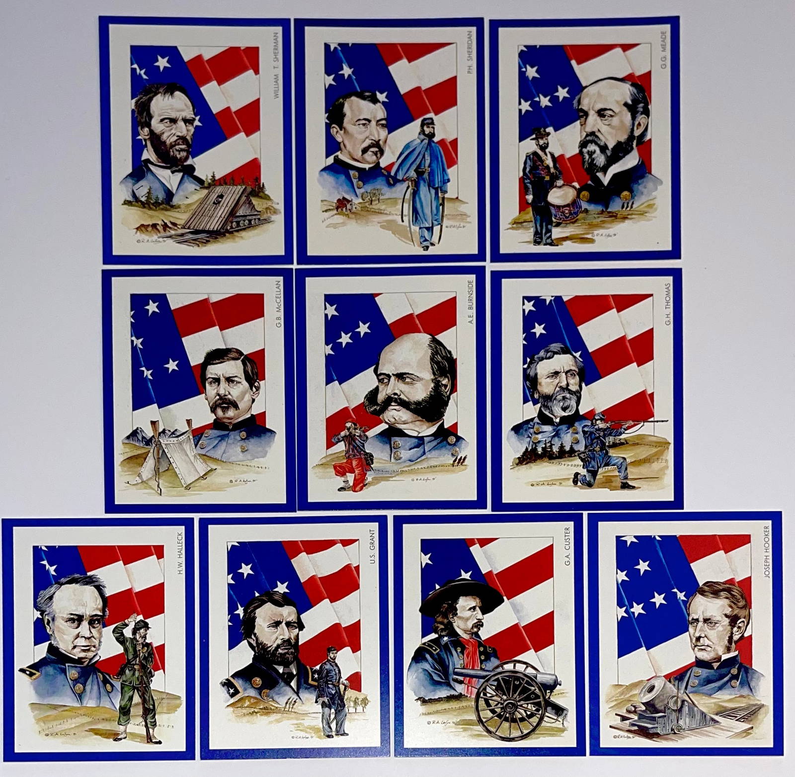 10 Rare Civil War Leader Cards London England Gallery Auction