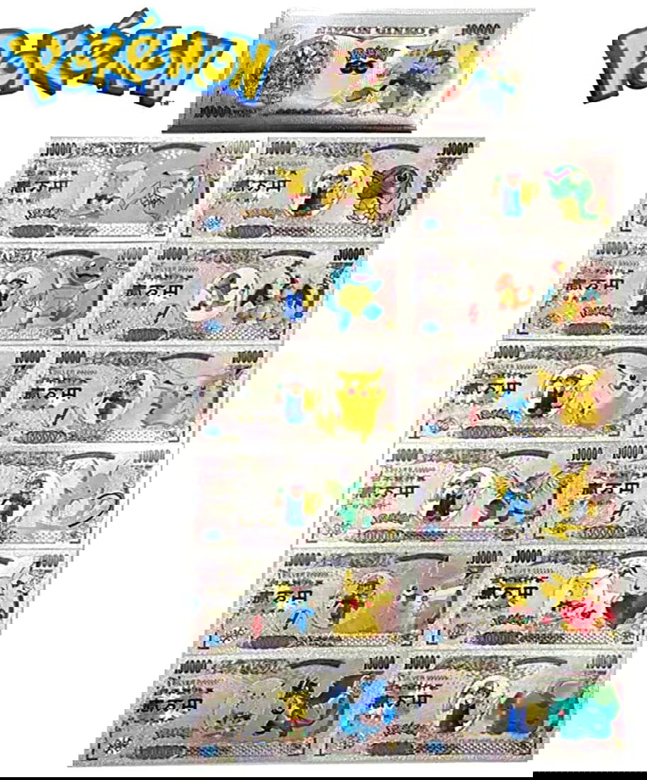 12 Rare Pokemon Limited Edition Silver Foil Bills With Holding Pouch ...