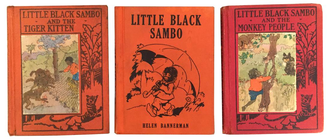5 Little Black Sambo books, c. 1940s, 3 small 2