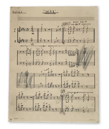 Handwritten scoresheet for the Temptations' "War" - Jul 26, 2018 ...