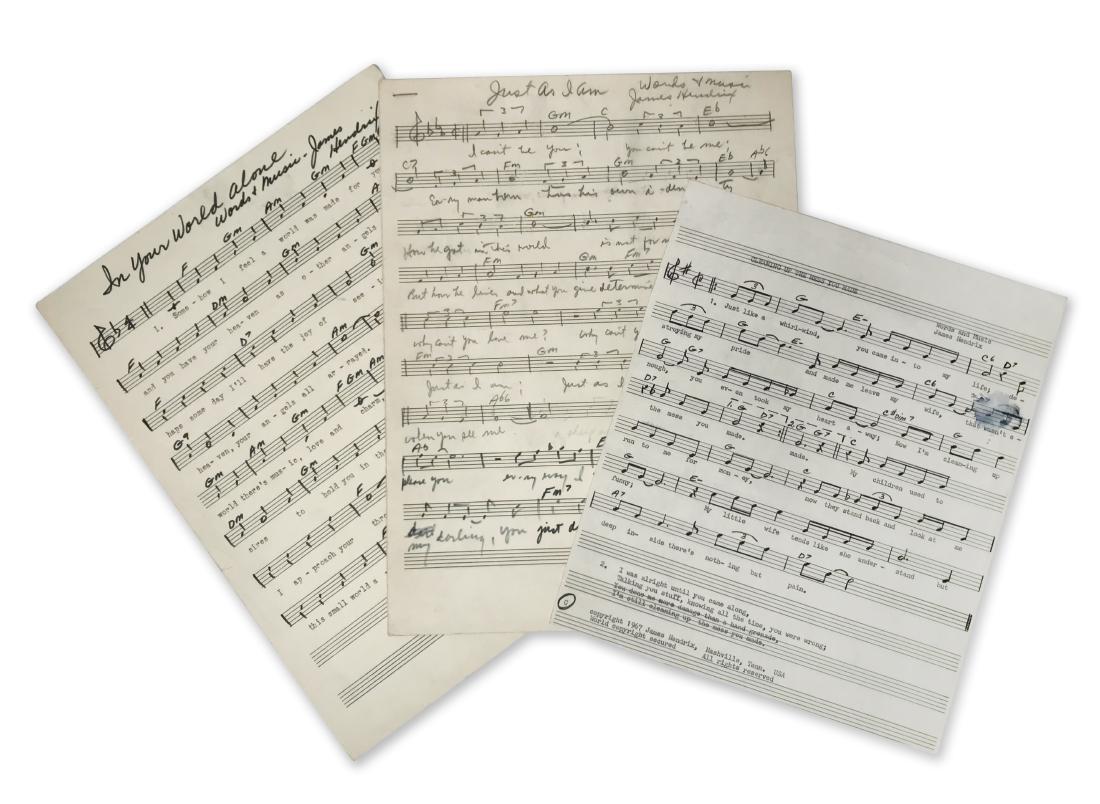 3 Handwritten James Hendrix songs - lyrics & score