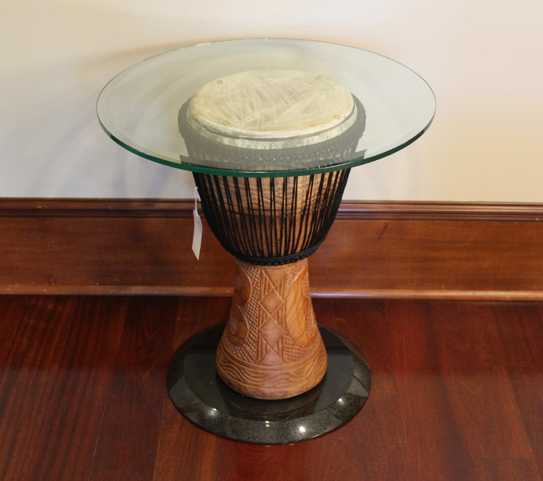 Pair of African Drum Style Side Tables
