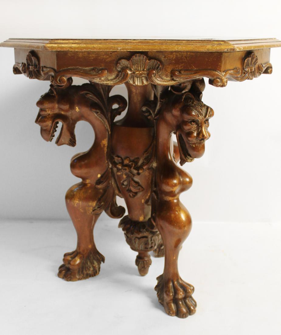 Burled Walnut Hexagonal Gargoyle Table