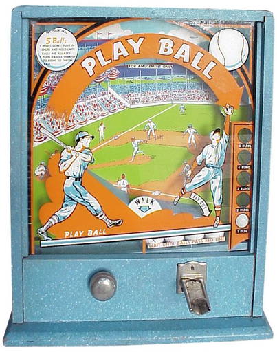 "play Ball" Coin Op Baseball Game Machine, C. 1950s