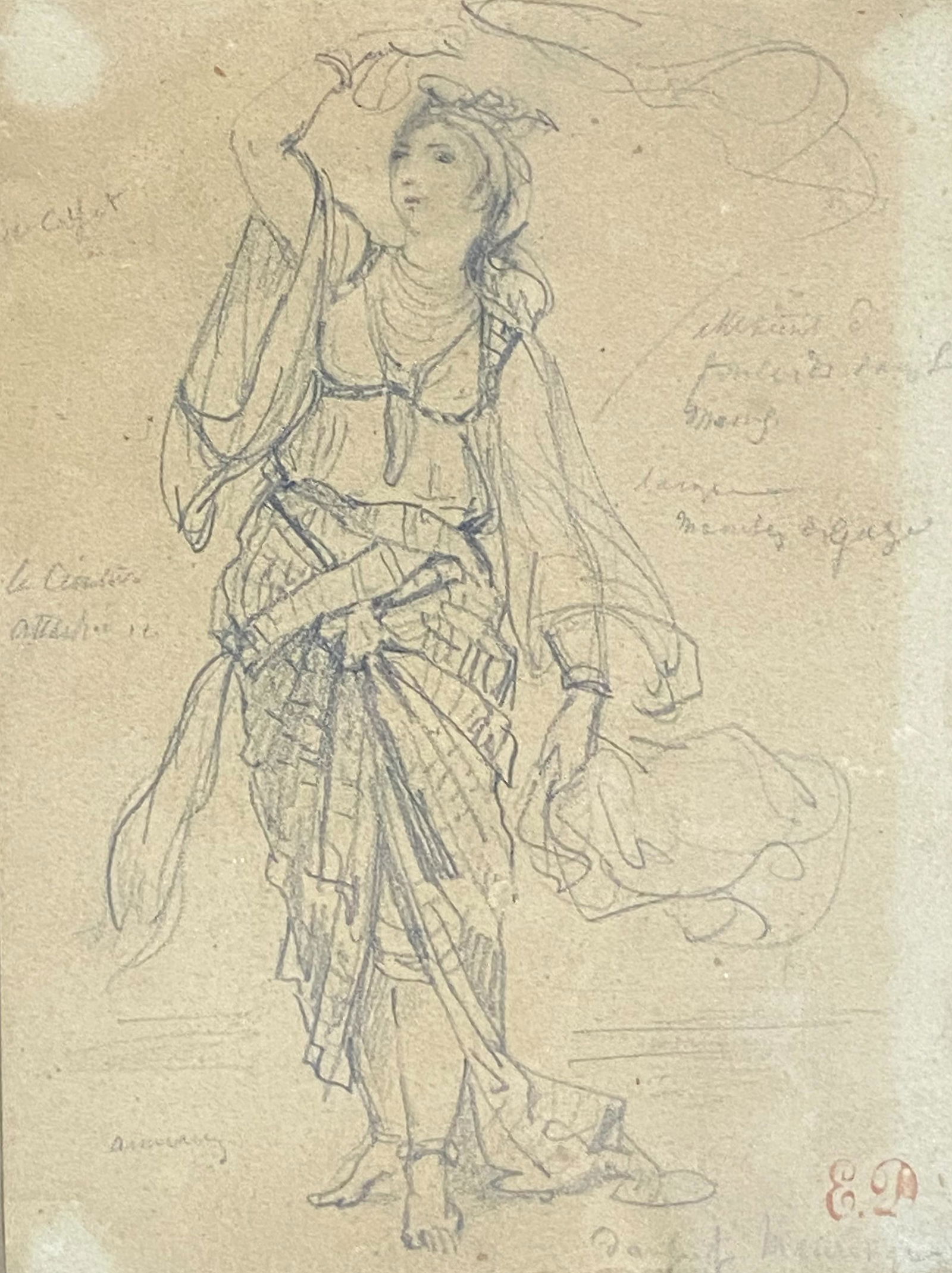 Eugene Delacroix Drawing “danseuse”