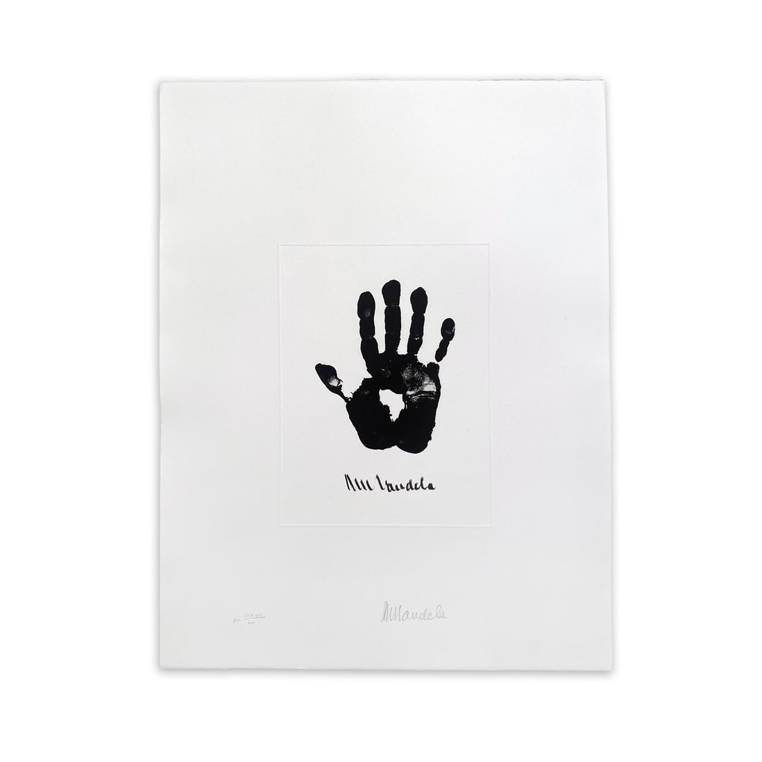 Nelson Mandela "hand Of Africa" Lithograph Auction
