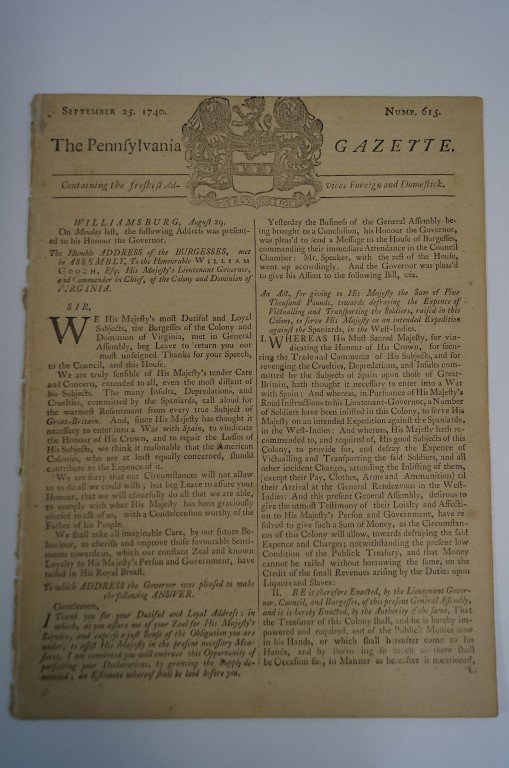 The Pennsylvania Gazette, 1740