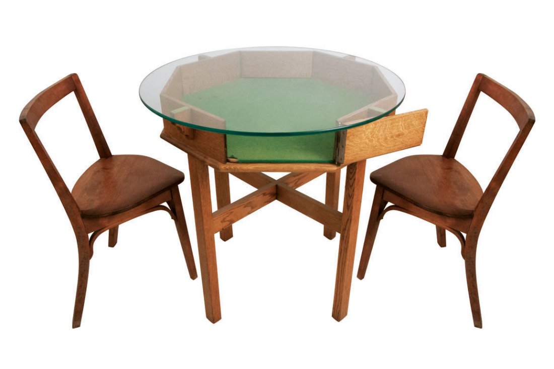 OAK ICE CREAM PARLOR DISPLAY TABLE C. 1940