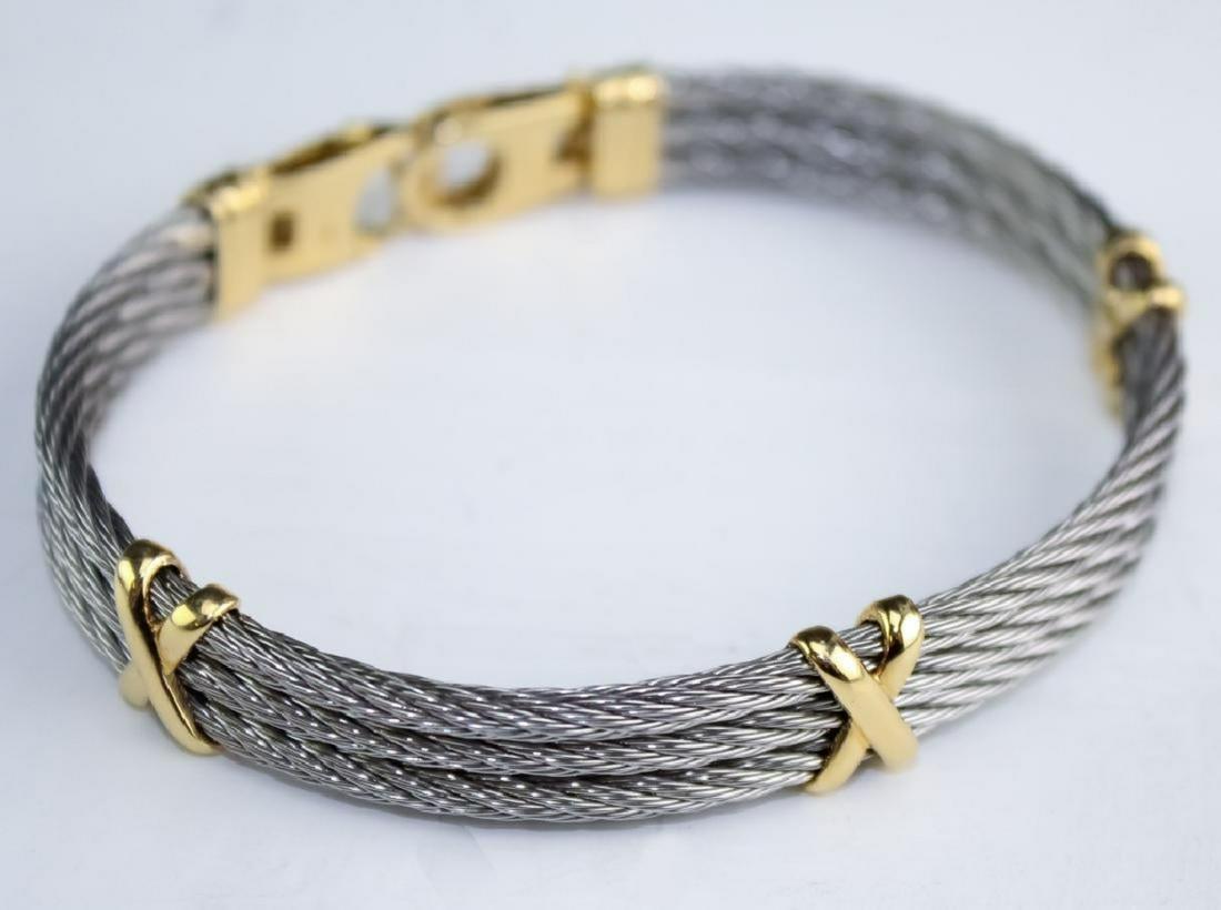 A Fine 18k Gold Steel Cable Bracelet