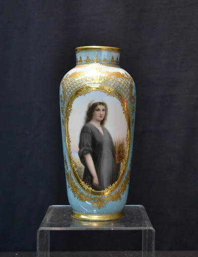 19th C. Royal Vienna "ruth" Porcelain Vase