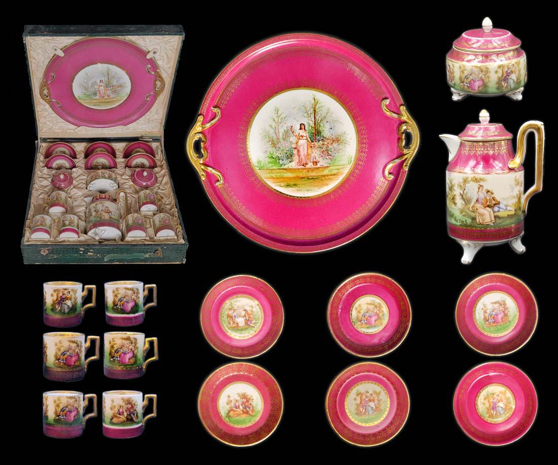 19th C. Royal Vienna Tea Set Porcelain With Original Box (#0100) on Dec ...