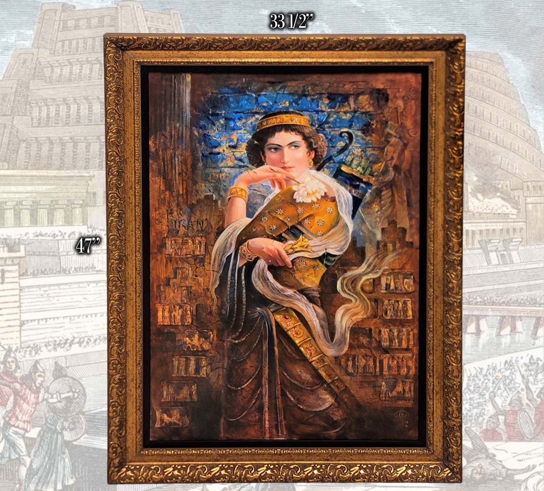 Persian Oil On Canvas Of Great Cyrus's Wife ' Cassandane ' Signed By ...