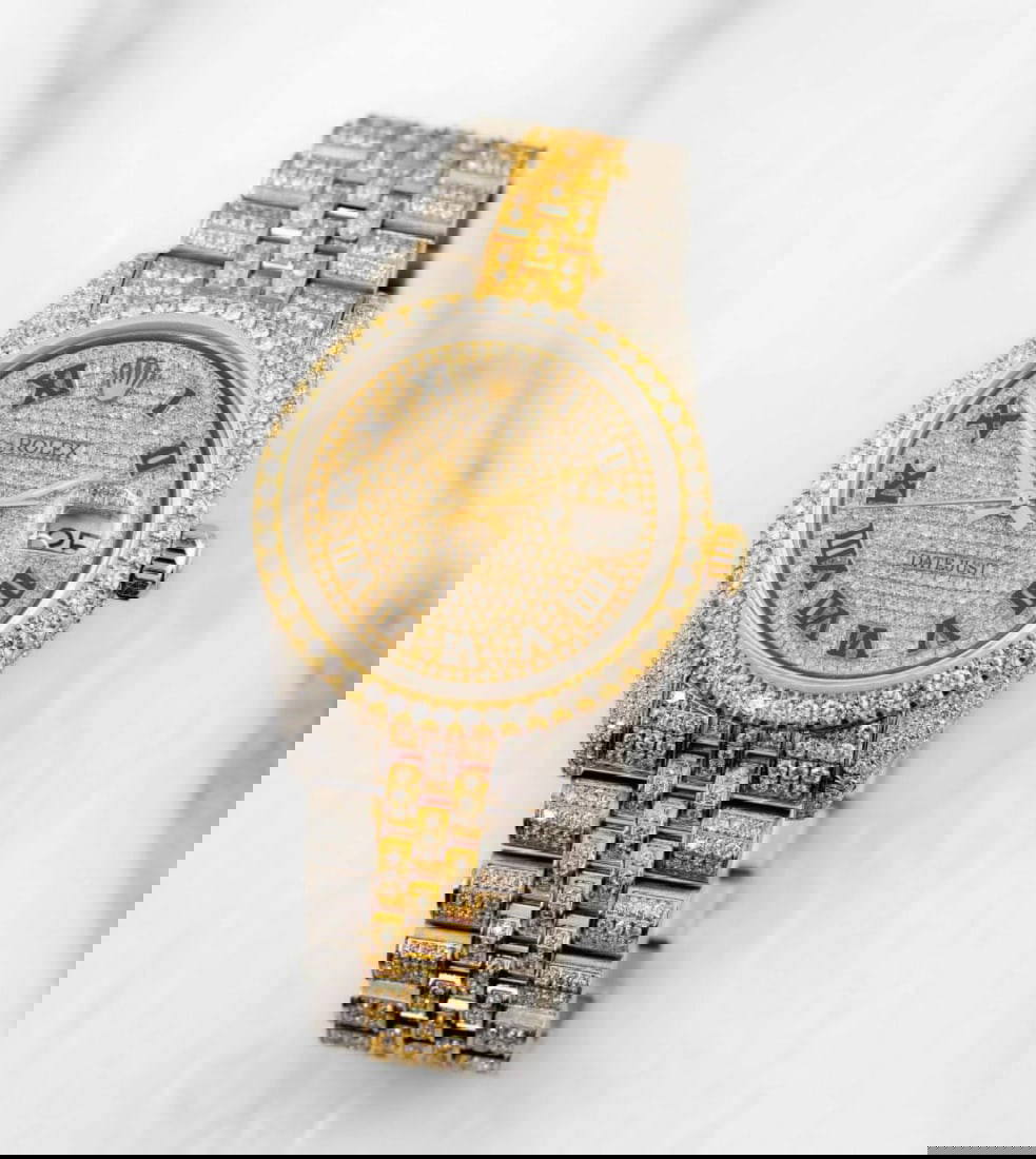 Custom 36mm Rolex Two-tone Full Diamond Rolex Comes With Box ...