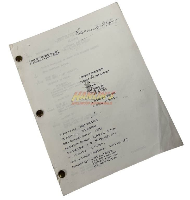 Smokey And The Bandit (1977) - Original Script (from Joel Silver) Auction