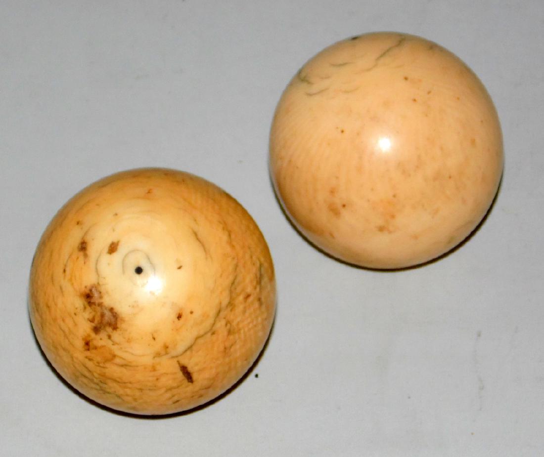 Antique Pair Of 2 Inch Ivory Billiard Balls
