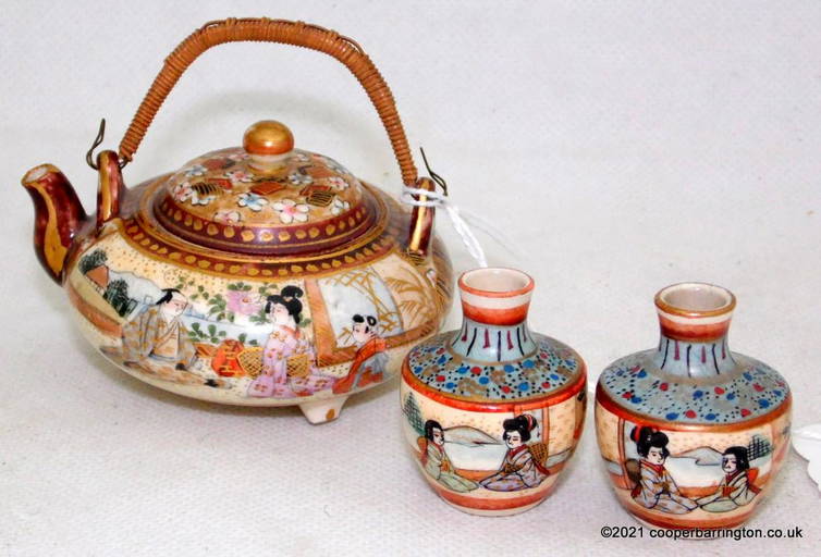 Signed Japanese Satsuma Miniature Sake Pot