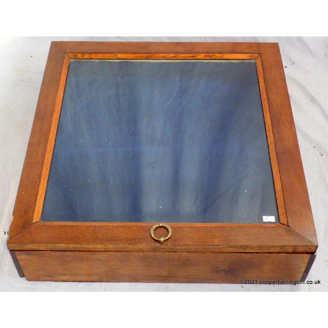 Antique Oak Table Top Display Cabinet