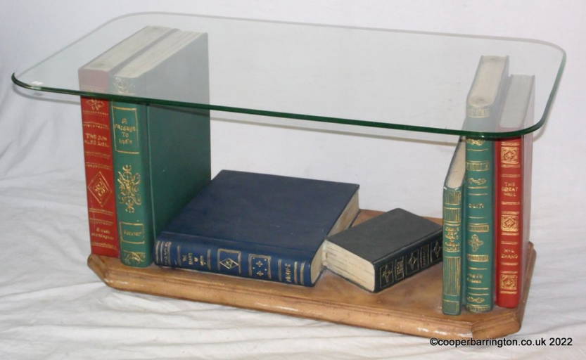 Vintage Novelty Coffee Table With Glass Top