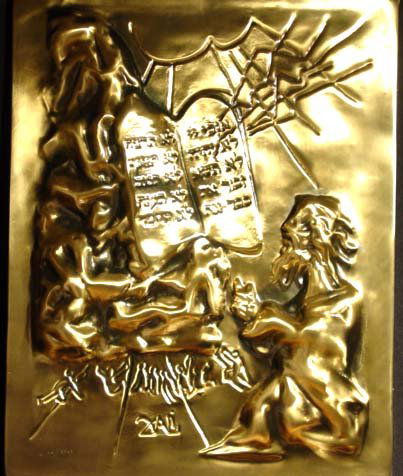Salvador Dali Ten Commandments Gold Bas Relief