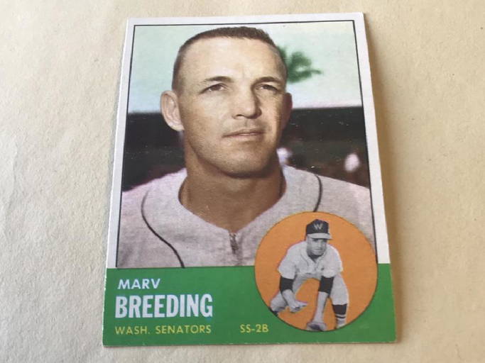 Marv Breeding Senators 1963 Topps Baseball Card