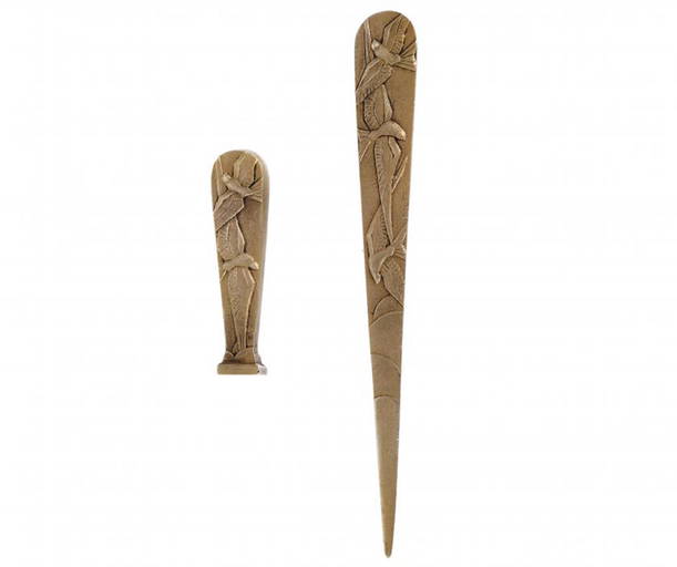 Andrã‰ Bizette (1906 1998) Bronze Letter Opener And Postmark.