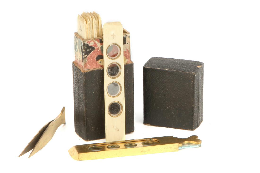 An early set of Ivory Microscope Slides in a Case, - Oct 18, 2019 ...