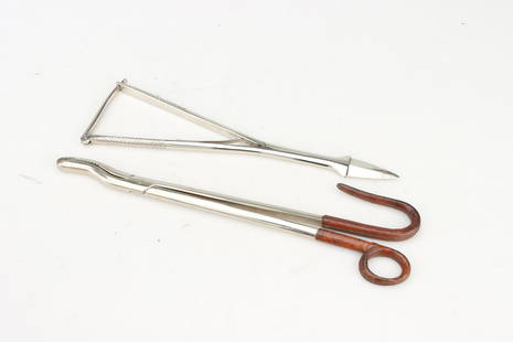 Surgical Instruments, Three Pairs Of Antique Obstetric Forceps Etc,