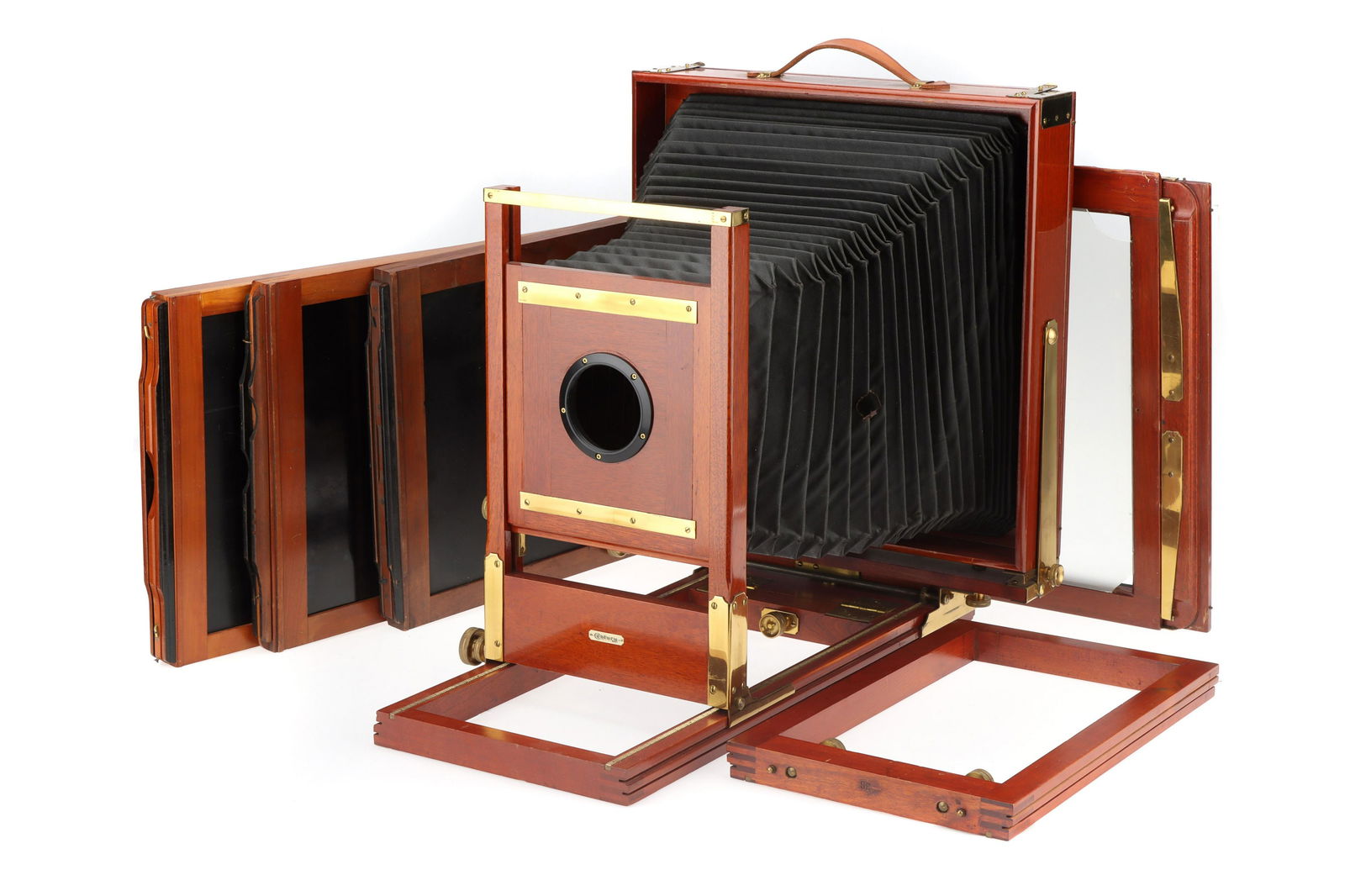 A Large Brass & Mahogany 11x14 Camera,
