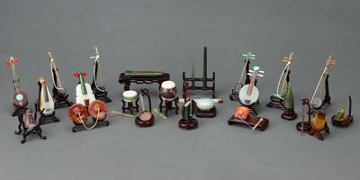 Chinese Carved Jade Miniature Musical Instruments