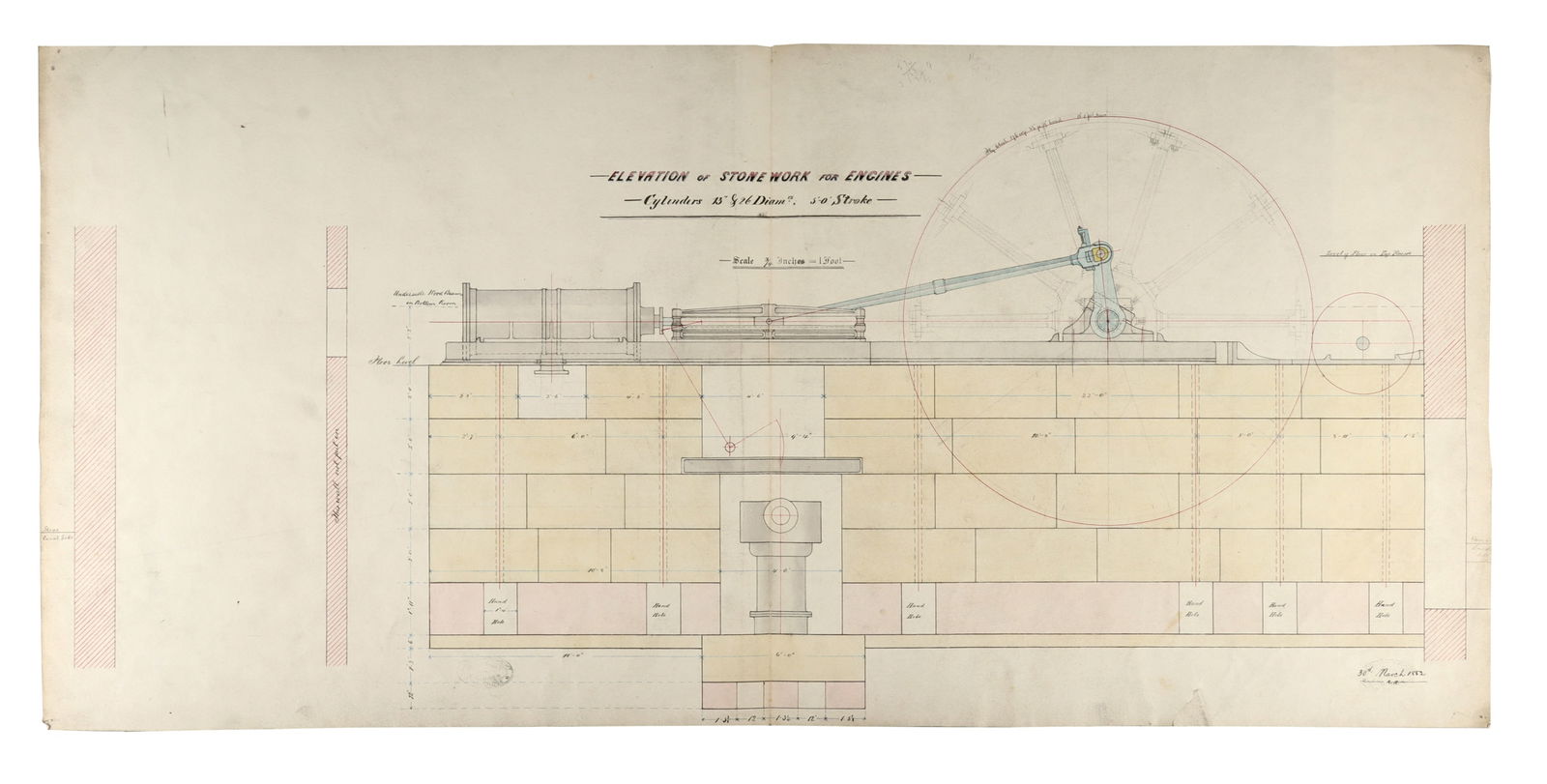 4 Large Hand Drawn Victorian Plans Of A Mill Steam Engines, Auction