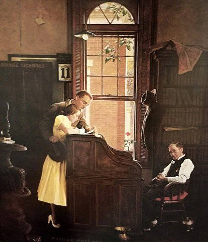 Normal Rockwell Marriage License“in The Style Of”