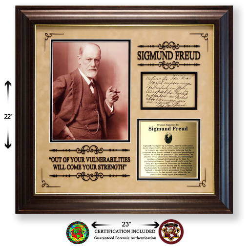 Sigmund Freud Signed Note Framed