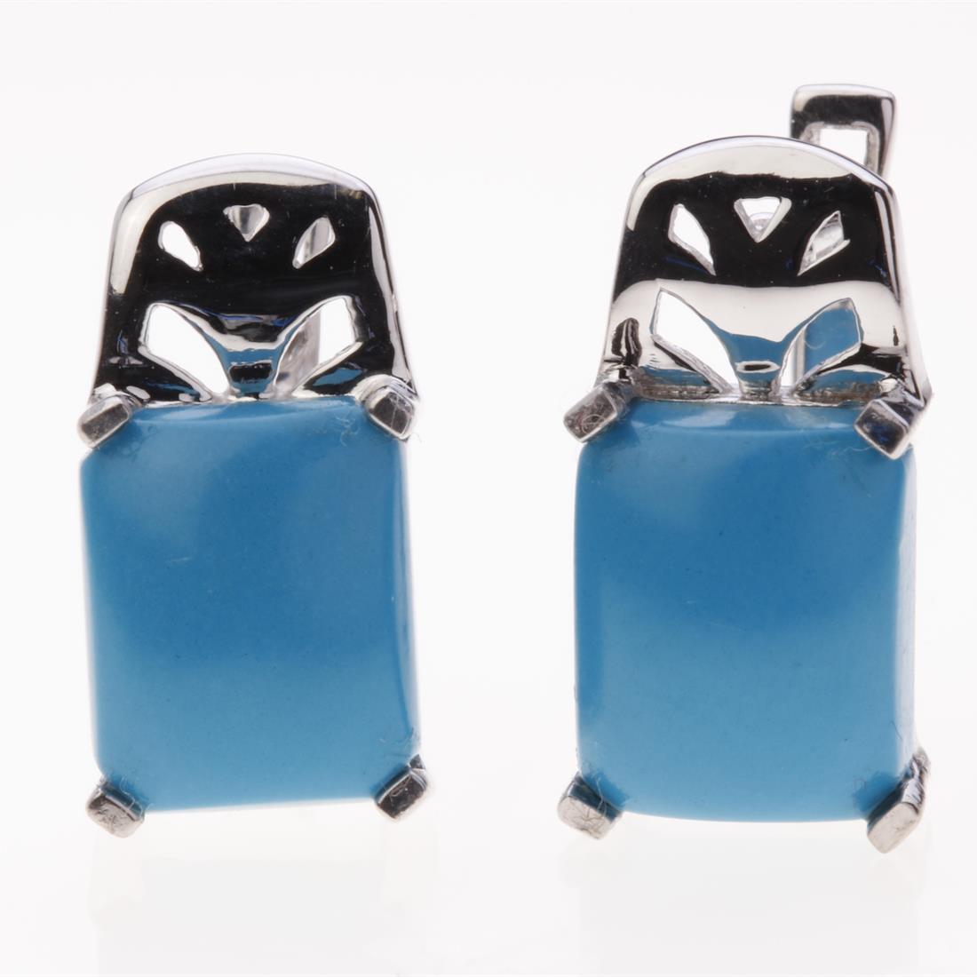 Sterling Silver Syn Turquoise Silver Earrings