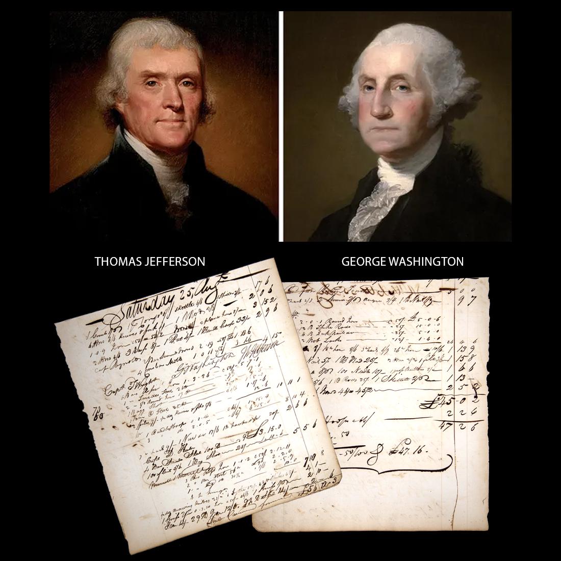 George Washington & Thomas Jefferson Signed Ledger