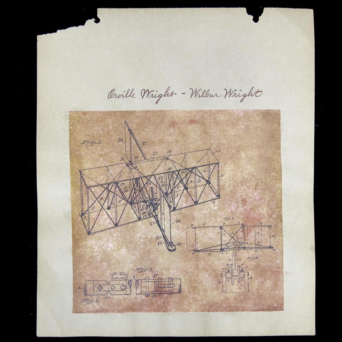 Orville And Wilber Wright Signed Technical Drawing