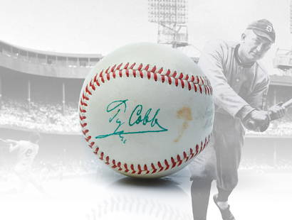 Ty Cobb Signed Reach Baseball