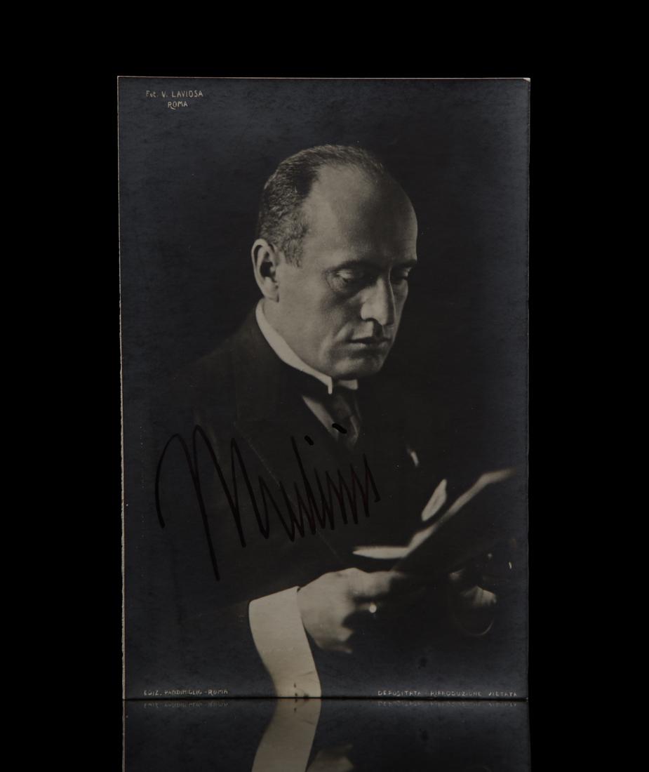 Rare Benito Mussolini Signed Card