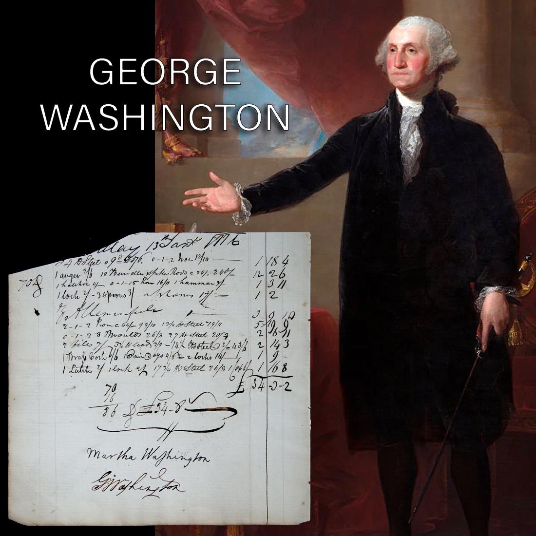 George Washington Signed & Intialed Ledger Doc