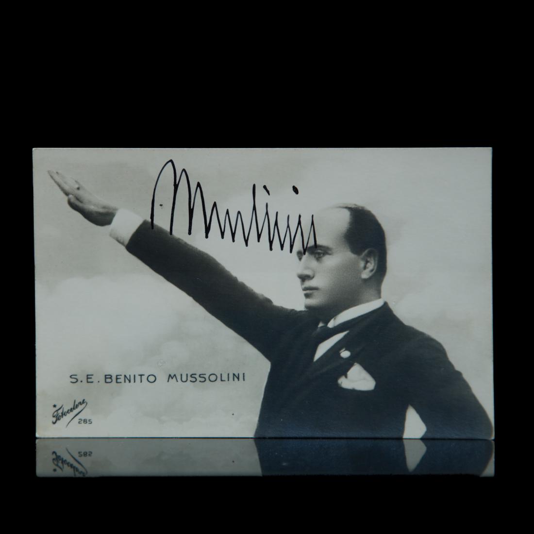 Rare Benito Mussolini Signed Postcard