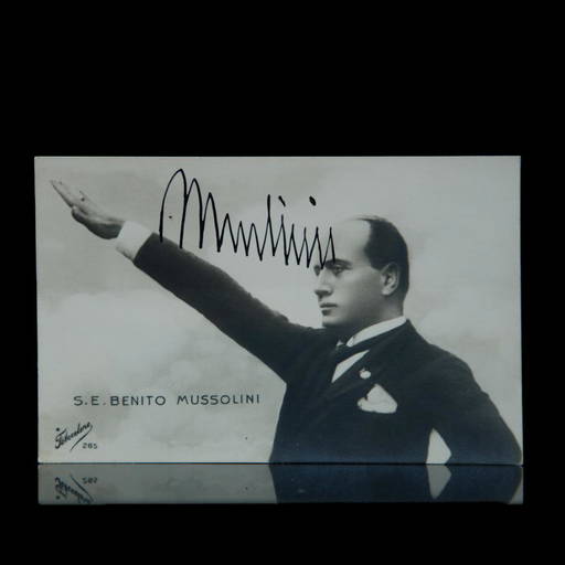 Rare Benito Mussolini Signed Postcard