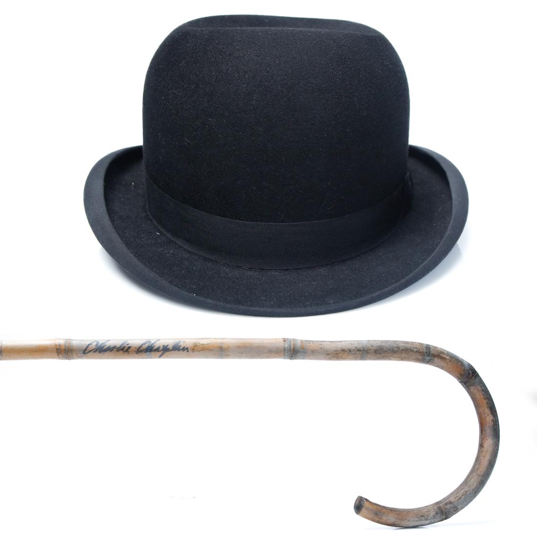 Charlie Chaplin Signed Bowler Hat & Bamboo Cane Auction