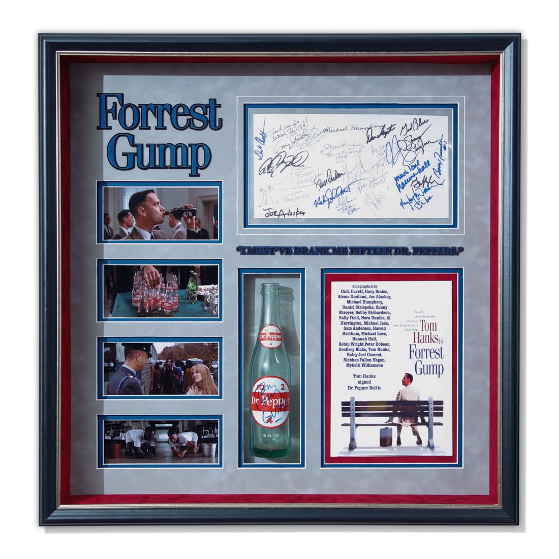 Forrest Gump Cast Signed Page & Dr. Pepper Bottle Auction