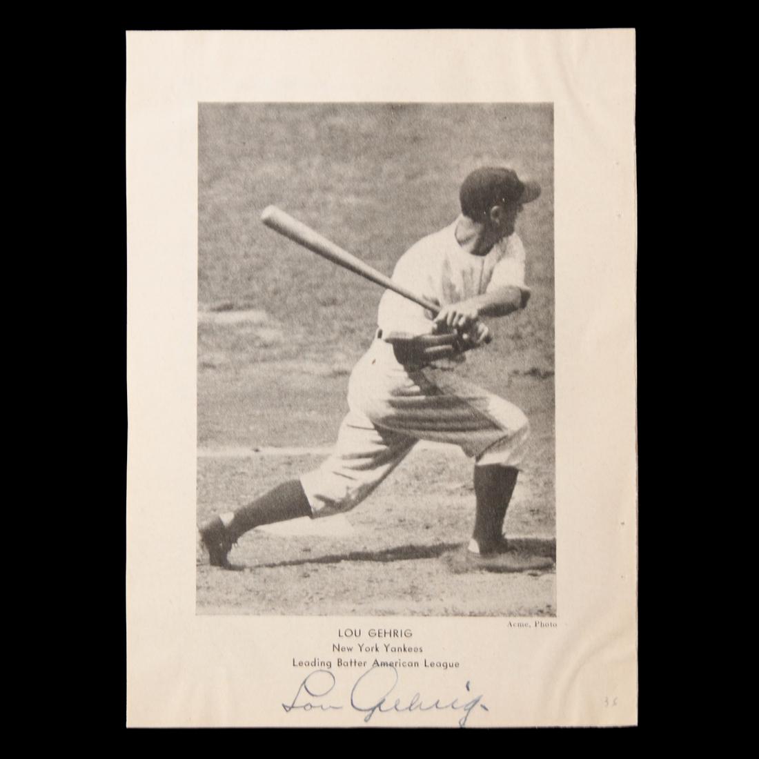 Framed Lou Gehrig Signed 6.75 X 5 Inch Photocard Auction