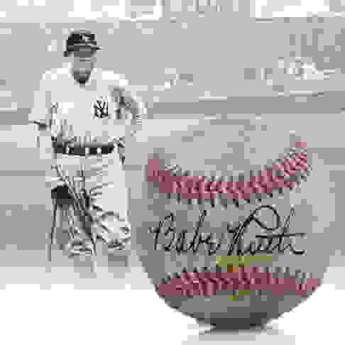 Babe Ruth Signed Red Stitched Reach Baseball Auction